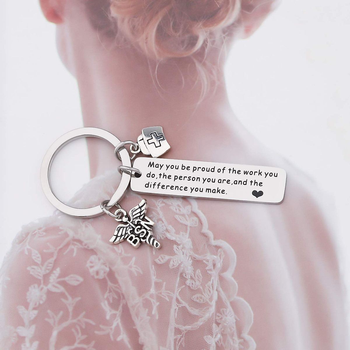 SEIRAA BSN Keychain BSN Graduation Gifts You Make A Difference Bachelor of Science Nursing Gifts Keychain for Nursing School (BSN keychain)