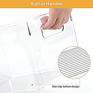 Set of 6 Clear Plastic Organizer Storage Bins, Perfect Kitchen Organization or Pantry Storage - Fridge Organizer, Cabinet Storage Bins for Kitchen, Countertops, Bedrooms, Bathrooms