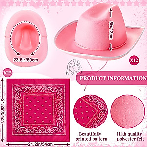 Tarpop 24 Pieces Pink Cowgirl Hat Feather with Paisley Bandanas for Western Cowgirl Party Costume Accessories(Cute Style)