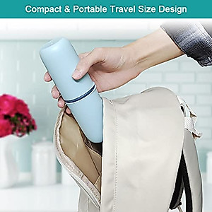 2 Pcs Travel Toothbrush Case Portable Toothbrush Holder, Travel Toothbrush Toothpaste Case with Cup, 7.8 inches Tooth Brush Storage Holder for Traveling, Camping, Business Trip, Home, School, Bathroom
