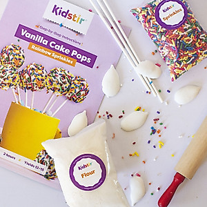KIDSTIR Kids Baking Set DIY Baking Kits, Cake Pop Kit with Everything, All-in-One Baking Kit with Cake Pop Stand, Pre-Measured Ingredients, Best Gift Idea for Boys and Girls Ages 6-12. Vanilla