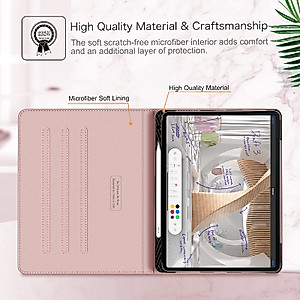 Fintie Folio Case for iPad Pro 12.9" 6th Generation 2022, Multi-Angle Smart Stand Cover w/Pencil Holder & Pocket, Also Fit iPad Pro 12.9 2021 5th & 2020 4th & 2018 3rd Gen, Dreamy Marble
