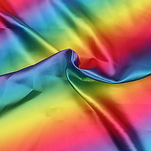 YYCRAFT Charmeuse Bridal Satin Fabric by The Yard 58 Inches Wide (Rainbow,2 Yards)