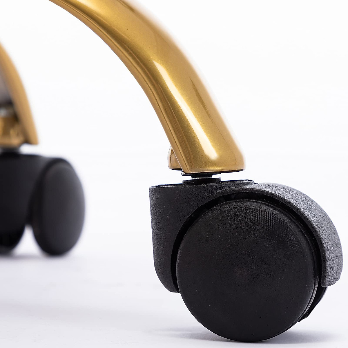 DUHOME Faux Fur Home Office Desk Chair, Modern Fluffy Fuzzy Vanity Chair with Wheels Golden Base Height Adjustable Swivel Task Chair for Girls Women, White & Faux Fur