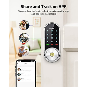 Hugolog Smart Lock,Keyless Entry Door Lock,Keypad Smart Door Lock,Smart Deadbolt Lock,Electronic Door Lock with Keyless Deadbolt,Bluetooth Digital Door Lock for Home,Airbnb,Garage