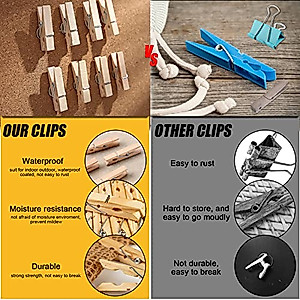 50PCS Large Premium Clothes Pins Wooden, Wooden Clothespins for Draft, Heavy Duty Natural Laundry Clip for Clothes line Outdoor, Hanging Clothing, Pictures, Multi-Function Close Pins for Photo Holder