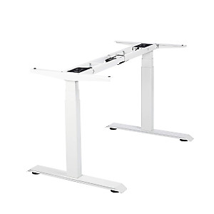 VWINDESK VJ201-S3 Electric Height Adjustable Sitting Standing Desk Frame Only/Sit Stand - Dual Motors 3 Segment Motorized Desk Base Only,White
