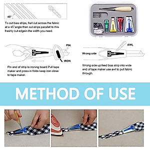 Bias Tape Maker Set, Neo LOONS Sewing Fabric Bias Tape Maker Tool Kit with Binder Foot, 6MM 12MM 18MM 25MM 4 Sizes DIY Patchwork Sewing Accessories Tools Set for Quilt Binding