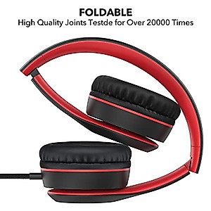 RORSOU K5 Kids Headphones with Microphone for shchool, Volume Limiter 85/94dB, Foldable Stereo Tangle-Free 3.5mm Jack Wired Cord On-Ear Headphones for Children/Boys/Girls/Kindle/Tablet/MP3/4 (Black)