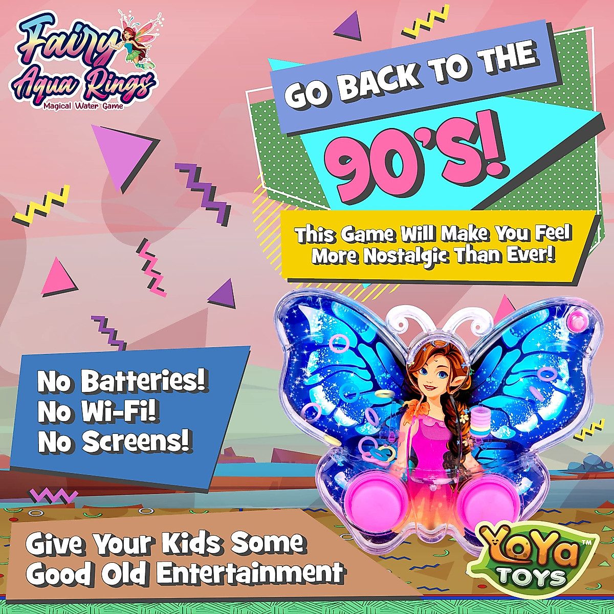 YoYa Toys Fairy Butterfly Ring Toss Handheld Game - Games for Kids Handheld with Cute Pixie Design, Classic-Style Retro Game, Portable & Travel-Friendly Handheld Games for Kids