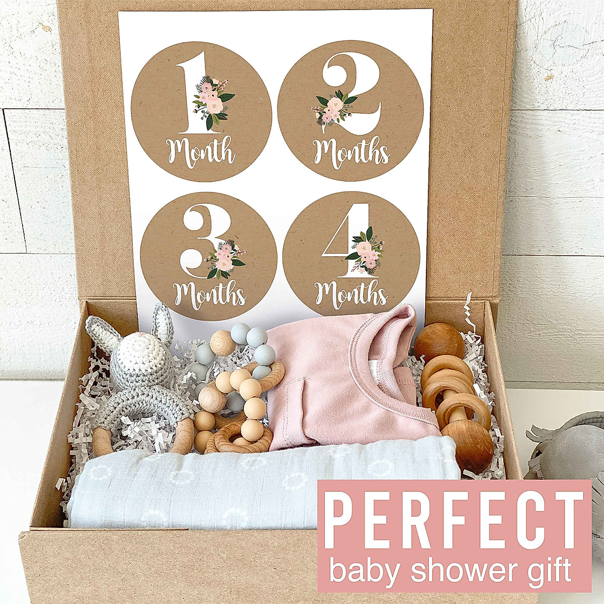 16 Monthly Baby Milestone Stickers Girl - Rustic Baby Monthly Milestone Stickers for Baby Girl, Milestone Baby Monthly Stickers, Baby Month Stickers for Baby Photo Props, Monthly Baby Stickers Girl