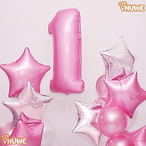 Pink Star Balloons 18 Inch, 10 Pcs Candy Pink Star Shaped Mylar Helium Foil Metallic Balloon for Birthday Party Decorations Baby Shower Wedding Anniversary Backdrop Girls Party Supplies