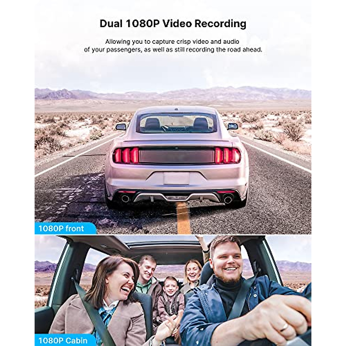 Dual Dash Cam Front and Inside 1080P Dash Camera for Cars IR Night Vision Car Camera for Taxi Accident Lock Parking Monitor 2 Mounting Options