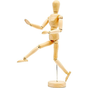 Bright Creations 2 Pack Posable Figure Wooden Mannequin for Drawing, 12-Inch Poseable Art Mannequin Figures, Wood Human Model for Drawings and Paintings, Drawing Mannequins with Base