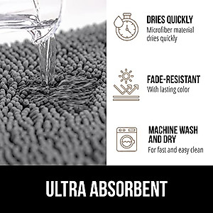 Gorilla Grip Bath Rug 36x24, Thick Soft Absorbent Chenille, Rubber Backing Quick Dry Microfiber Mats, Machine Washable Rugs for Shower Floor, Bathroom Runner Bathmat Accessories Décor, Grey