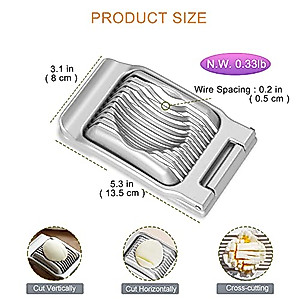 MCIJRJOI Egg Slicer, Multipurpose 304 Stainless Steel Wire Egg Slicer for Hard Boiled Eggs, Aluminum Egg Cutter Heavy Duty Slicer