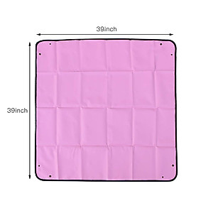 Ymeibe 39''×39'' Indoor Plant Repotting Mat Foldable Transplanting Work Cloth Waterproof Oxford and PVC Dirty Catcher Gardening Succulent Potting Tarp (39 inch, Pink)