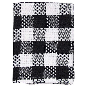fillURbasket Buffalo Plaid Black Kitchen Towels and Dishcloths Set Check Dish Towels with Dishcloths for Washing Drying Dishes 100% Cotton 15”x 25” 8 Piece Kitchen Set