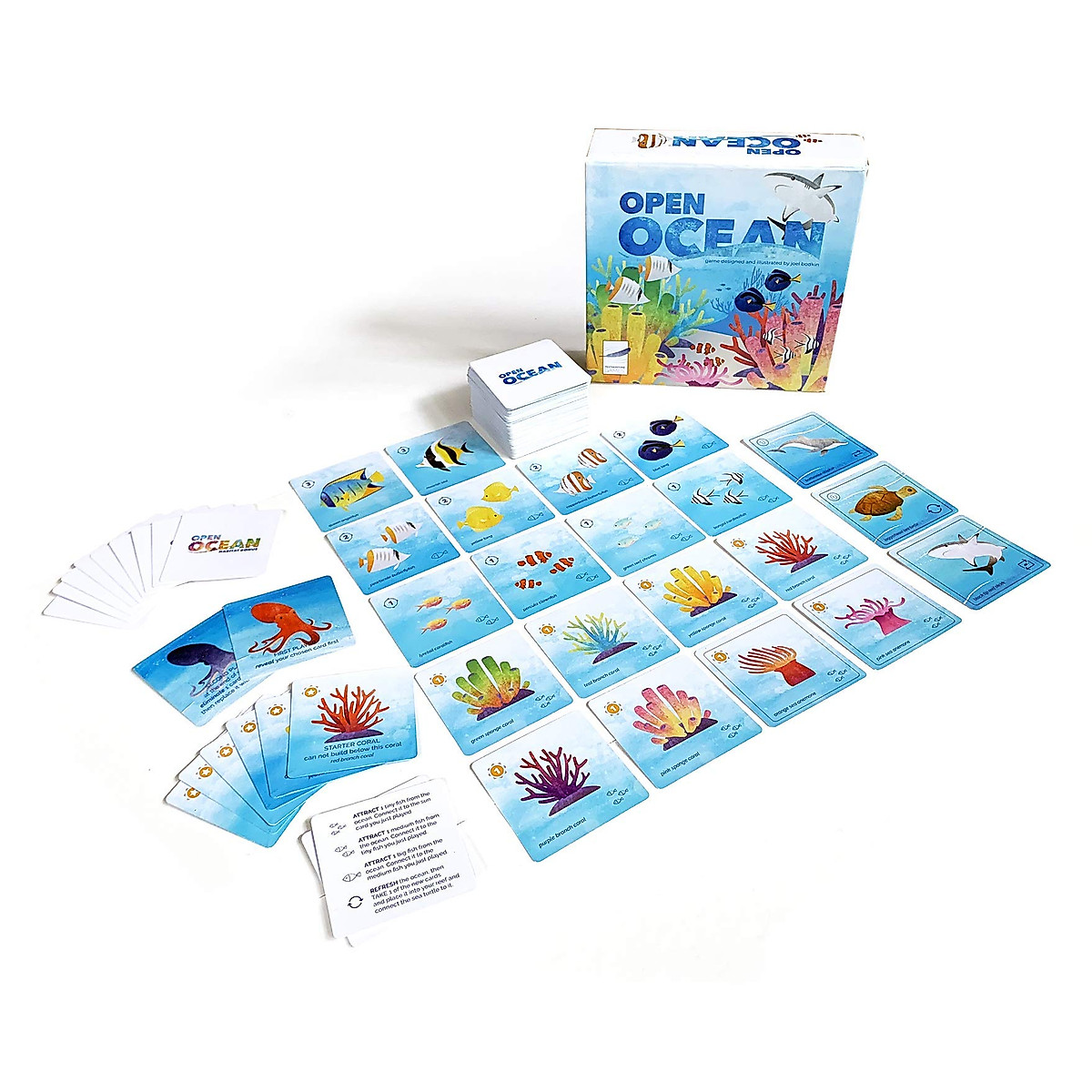 Open Ocean Card Game | Family Friendly Drafting + Tile Placement Game | Enjoyed by Kids, Teens, and Adults | Ideal for 1-5 Players | 8+