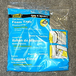 M-D 02311 Closed-Cell Weather-Strip, 3/4 in W X 10 ft L X 1/2 in T, Grey, Packaging May Vary