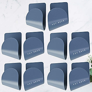 jojofuny Pot Lid Holder Wall Mount, 5 Pair ABS Self Adhesive Pot Lid Storage Rack Pot Lid Organizers Rest Shelf, Seamless Stickers Cabinet Door Pot Hangers- Blue