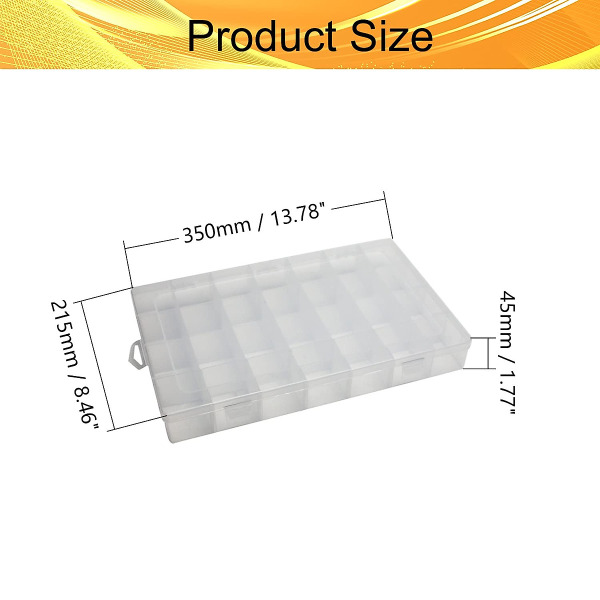 Juvielich Clear Plastic Organizer Box, 28 Grids Adjustable and Fixed Storage Container Jewelry Box for Beads Art DIY Crafts Jewelry Fishing Tackles 13.78"x8.46"x1.77"(LxWxH)