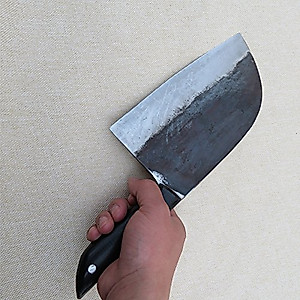 LICAIDAO Handmade Forging Kitchen Chef Knife Meat Cleaver Butcher Knife Vegetable Cutter with High Carbon Clad Steel (Black handle)