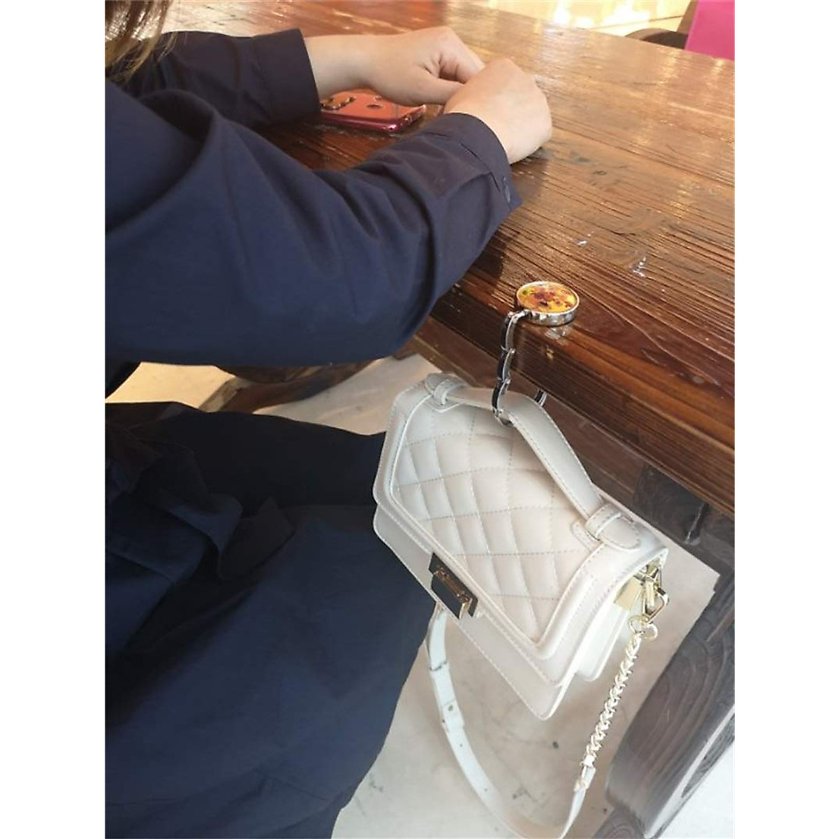 JISEN Portable Handbag Hanger Table Bar Purse Instant Swivel Top Foldable Hook Starry Night