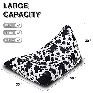 Cow Stuffed Animal Storage Bean Bag Chair, Cover Only, Plush Toys Holder and Organizer for Kids, Extra Large Beanbag Without Filling