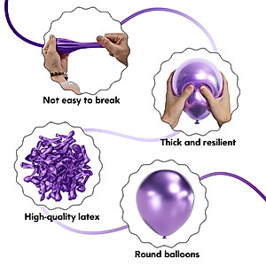 Metallic Purple Balloons, 100 Packs 5 Inches Chrome Purple Latex Balloons Small Purple Balloons Purple Party Decoration for Girls Women Birthday Baby Shower Wedding Graduation Butterfly Theme Party