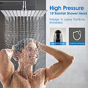 PDP Bath 10" Rainfall Shower Head with Handheld Spray, Dual Rain Showerhead with High Pressure 10-Setting Wand Combo, 16" Adjustable Extension Arm Build-in 3-way Diverter, 6ft Hose - Chrome