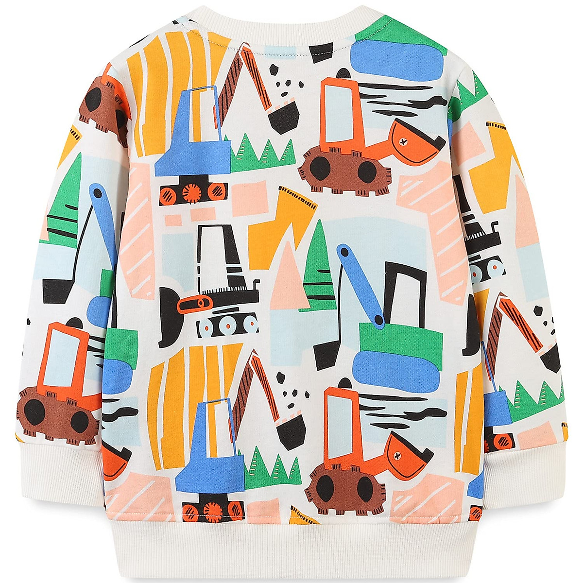 Funnymore Baby Boy's Crewneck Sweatshirt Clothes,Long Sleeve Shirt Top Outfit White Excavator 2t