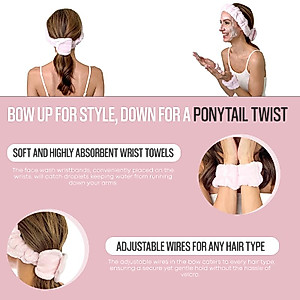 Gnarley Charley Blush Spa Headband and Wristband Set - Women's Hair Accessory for Securing Hair - Universal Stretch Fit Design - Wide Application & Easy Maintenance