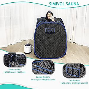 Simivol Portable Steam Sauna for Home Spa, Personal Steam Sauna Tent Indoor with Steamer, 1 Person Steam Room with Foldable Chair& Remote Control(Black)
