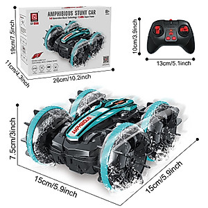 Xmasmate Amphibious Remote Control Car for Kids 2.4 GHz Remote Control Boat Toys for Boys Waterproof RC Monster Truck Beach Toys Car Outdoor Pool Water Toy