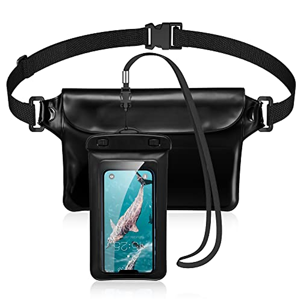 Trakxy Waterproof Phone Pouch Compatible with iPhone 13 12 11 Pro Max Xs Max Samsung Galaxy S22 Ultra etc Smartphones [4.7-6.9 Inch], IPX8 Waterproof Bag fit for Swimming, Boating and Beach-Black
