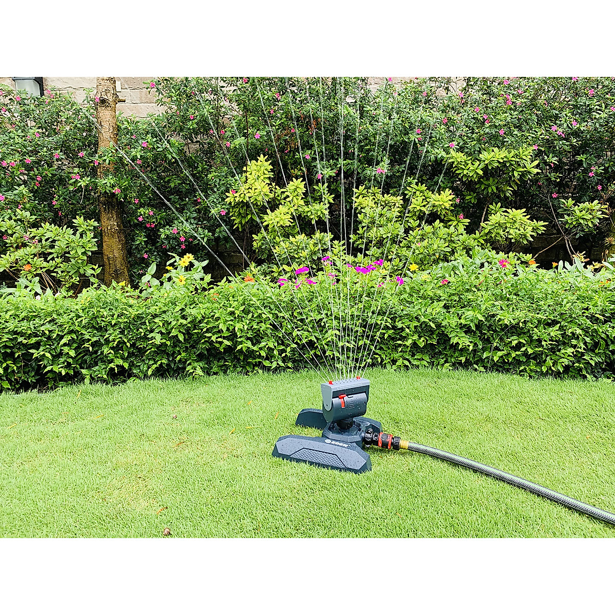 Eden 95124 Adjustable 4-Way Mini Turbo Oscillating Sprinkler W/Quick Connect Starter Set, Covers up to 4,069 sq. ft. Heavy Weight Base