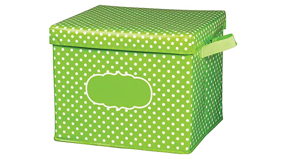 Teacher Created Resources Lime Polka Dots Storage Box - Easy & Vibrant ...