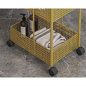 YXBDN Scandinavian Iron Shelves Bedroom Kitchen Metal Removable Bathroom Storage Rack with Wheels Trolley