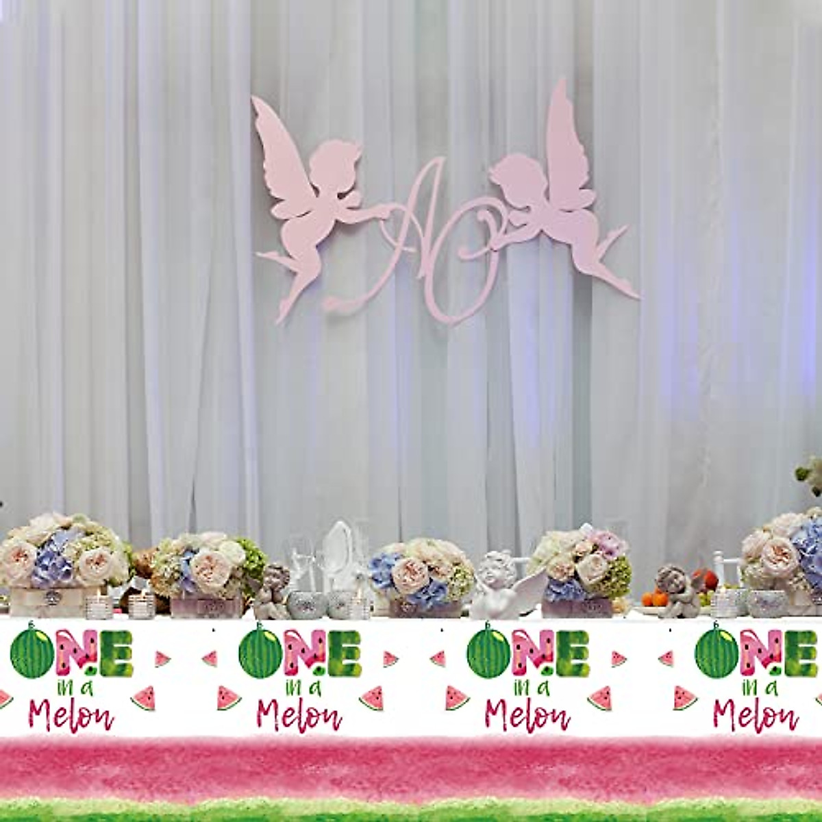 3pcs One in A Melon Party Tablecloths Watermelon First Birthday Party Supplies Watermelon Table Cover Decoration Plastic Disposable Summer Party Tablecloths Watermelon Party Favors,108 inch*54 inch