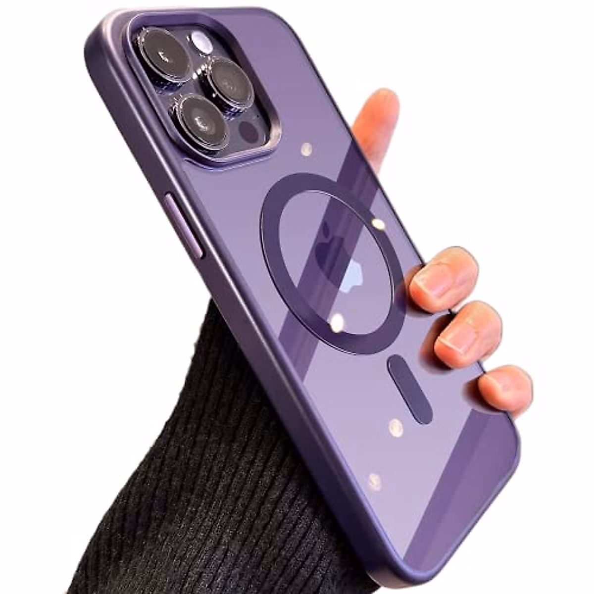 JUESHITUO for iPhone 14 Pro Case [Not Yellowing] [10FT Military Grade Protection] [No.1 Strong Magnets] Magnetic Slim Clear Compatible with iPhone 14 Pro Protective Case 6.1 inch 2022, Deep Purple