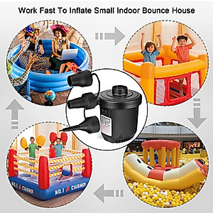 Air Pump for Inflatables, Portable Quick-Fill Electric Air Mattress Pump with 3 Nozzles, Inflator & Deflator Pumps for Outdoor Camping, Pool Floats, Inflatables Couch, Swimming Ring, 12V DC/110V AC