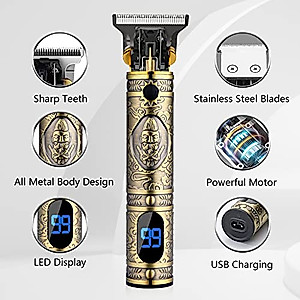AMULISS Professional Mens Hair Clippers Zero Gapped Cordless Hair Trimmer Professional Haircut & Grooming Kit for Men Rechargeable LED Display