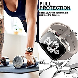 Landhoo 6 Pack case for Apple Watch Series SE/6/5/4 44mm Screen Protector with Tempered Glass, Hard PC HD Full Cover Protective iwatch.