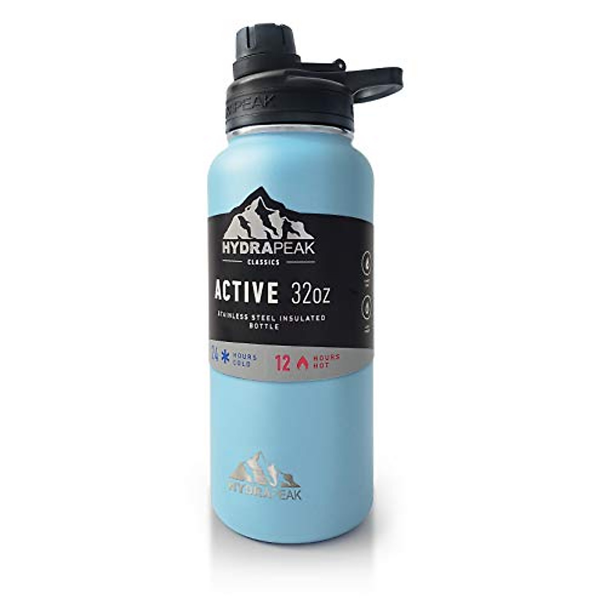 Hydrapeak 32 oz Insulated Water Bottle with Chug Lid - Reusable Leak Proof Stainless Steel Water Bottles, Double Wall Vacuum Insulation | 24 Hours Cold and 12 Hours Hot (Cloud)