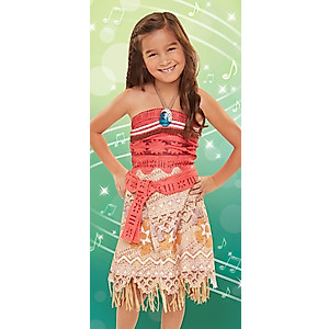 Disney Princess Moana Dress Sing & Shimmer Musical Dress Up Outfit, Sing-A-Long to “How Far I'll Go” Perfect for Pretend Play & Dress Up - One Size - Fits Girls Ages 3-6 Years Old [Amazon Exclusive]