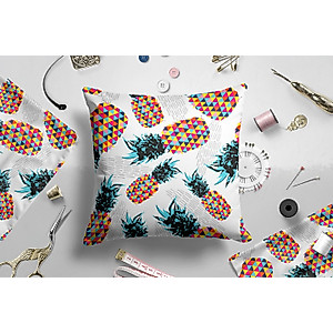 iiRov Summer Design Ink-Fuzed Decorative Throw Pillow - Retro Summer Pineapple v3