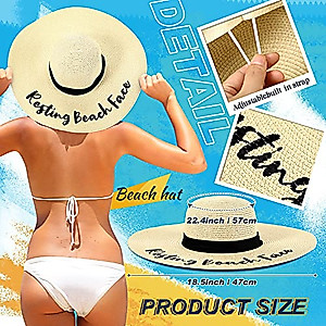 4 Pcs Women Beach Hats Floppy Foldable Straw Hat Embroidered Summer Wide Brim Hats for Travel Summer Vacation (Beige, Classic Style)