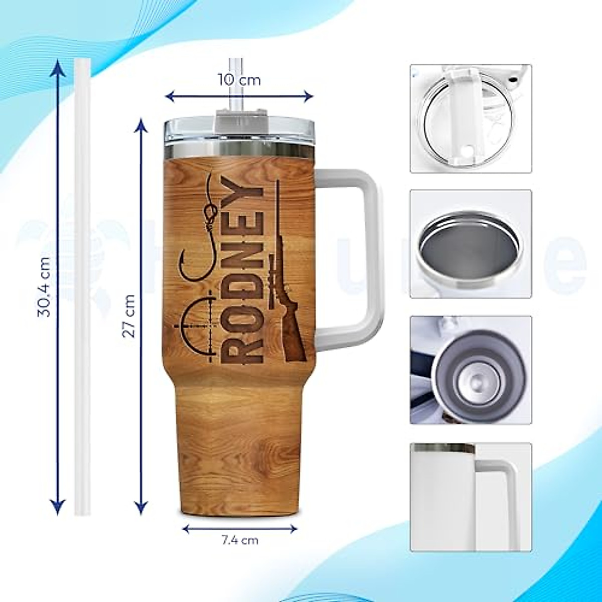 Hyturtle Personalized Hunting Gifts For Men - Deer Hunting Tumbler 40oz with Handle and Straw- Gift For Dad Him Boy Husband From Son Wife- Birthday Christmas Gifts For Hunters