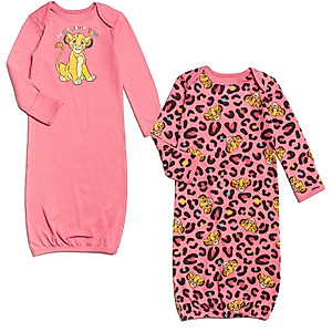 Disney Lion King Simba Newborn Baby Girls 2 Pack Sleeper Gown Pink 0-6 Months
